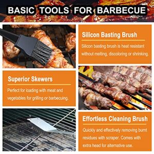 grilljoy 31PC Heavy Duty BBQ Grilling Accessories Grill Tools Set - Stainless Steel Grilling Kit with Storage Bag for Camping, Tailgating - Perfect Barbecue Utensil Gift for Men Women