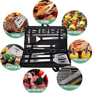 BBQ Accessories Kit - 20pcs Stainless BBQ Grill Tools Set for Smoker Camping Barbecue Grilling Tools BBQ Utensil Set Outdoor Cooking Tool Set with Canvas Bag Gift for Thanksgiving Day, Christmas