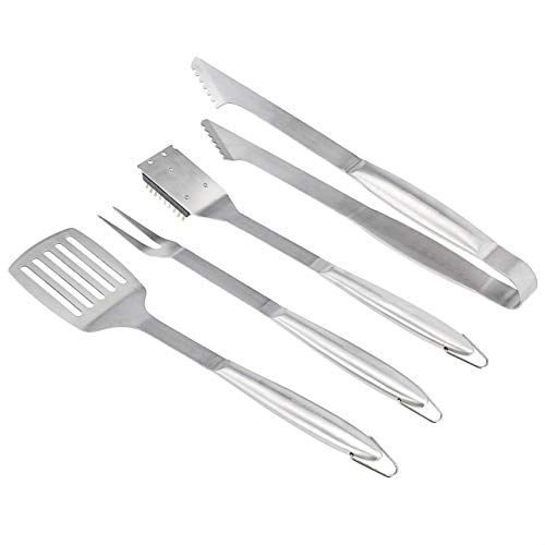 AmazonCommercial 4-Piece Heavy Duty Stainless Steel BBQ Grilling Tools Set