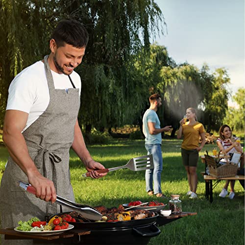 BBQ Grill Tools Set Accessories,Rose Wooden 17'' Heavy Duty Essential Grilling Barbecue utensils with Super Thick Stainless Steel Spatula,Clean Brush,Tongs,Knife for Outdoor grill. Grill Gifts for Men