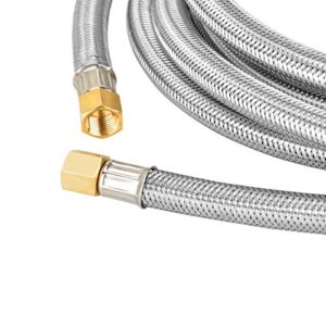 only fire BBQ 12 Foot Braided Stainless Steel Propane Hose Assembly with Both 1/4" Female Flare for Gas Grill, Fire Pit Table, Heater,etc