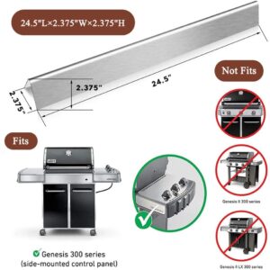 QuliMetal 24.5 Inch Flavorizer Bars for Weber Genesis 300 Series Grills with Side Controls Knobs, Genesis E310 E320 S310 S320 EP310 EP320 (2007-2010), Stainless Steel Heat Plates for Weber 7539 7540