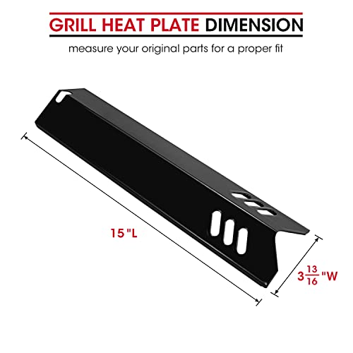 Unicook 15 Inch Grill Heat Plates 5 Pack, Grill Replacement Parts Porcelain Heat Shields, Compatible for Brands DGF510SSP, DGF510SBP, Backyard, Uniflame GBC1059WB, Grill Burner Covers Flame Tamer