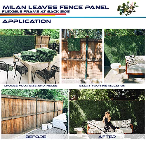 Windscreen4less Artificial Faux Ivy Leaf Decorative Fence Screen 20'' x 20" Boxwood/Milan Leaves Fence Patio Panel,New Milan Leave 3 Pieces