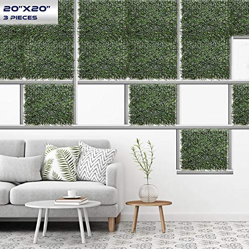 Windscreen4less Artificial Faux Ivy Leaf Decorative Fence Screen 20'' x 20" Boxwood/Milan Leaves Fence Patio Panel,New Milan Leave 3 Pieces