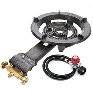 gasone 2051 cast iron gas cooker stove with 0-20psi propane regulator and 4ft hose for outdoors, burner