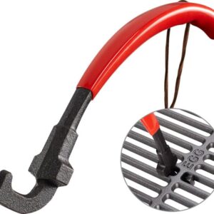 GriAddict Universal Grill Grate Lifter Tool - Hot Surfaces Handling Cooking Grid Lifter Gripper with Non-Slip and Anti-scalding Coating Handle fits Most Heavy-Duty Cast Iron and Stainless Grates