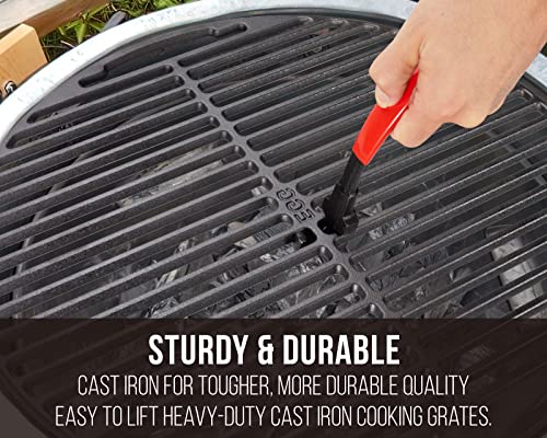 GriAddict Universal Grill Grate Lifter Tool - Hot Surfaces Handling Cooking Grid Lifter Gripper with Non-Slip and Anti-scalding Coating Handle fits Most Heavy-Duty Cast Iron and Stainless Grates