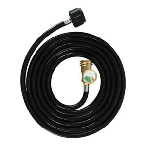 Toolshouse 12 FT Propane Extension Hose with Gauge -Leak Detector Replacement for Gas Grill, Heater and All Other Propane Appliances (QCC)