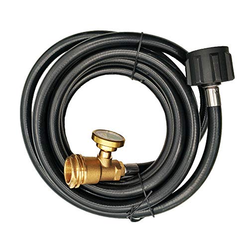 Toolshouse 12 FT Propane Extension Hose with Gauge -Leak Detector Replacement for Gas Grill, Heater and All Other Propane Appliances (QCC)