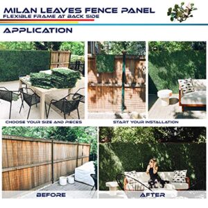 Windscreen4less Artificial Faux Ivy Leaf Decorative Fence Screen 20'' x 20" Boxwood/Milan Leaves Fence Patio Panel,New Milan Leave 18 Pieces