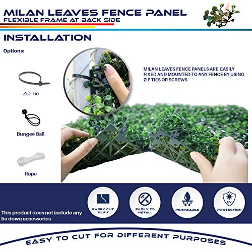 Windscreen4less Artificial Faux Ivy Leaf Decorative Fence Screen 20'' x 20" Boxwood/Milan Leaves Fence Patio Panel,New Milan Leave 18 Pieces