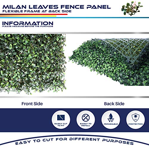 Windscreen4less Artificial Faux Ivy Leaf Decorative Fence Screen 20'' x 20" Boxwood/Milan Leaves Fence Patio Panel,New Milan Leave 18 Pieces