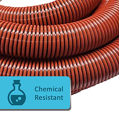 Puri Tech 1.5 Inch Diameter x 50 Feet Long Heavy Duty Commercial Grade Vacuum Hose for In-Ground Swimming Pools with UV and Chemical Protection