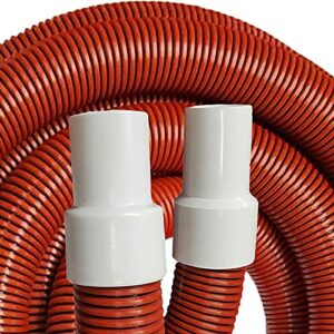 Puri Tech 1.5 Inch Diameter x 50 Feet Long Heavy Duty Commercial Grade Vacuum Hose for In-Ground Swimming Pools with UV and Chemical Protection