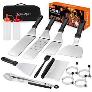 beichen griddle accessories kit, 14 pcs stainless steel griddle grill tools set blackstone and camp chef, professional grill spatula set for men women outdoor bbq and camping