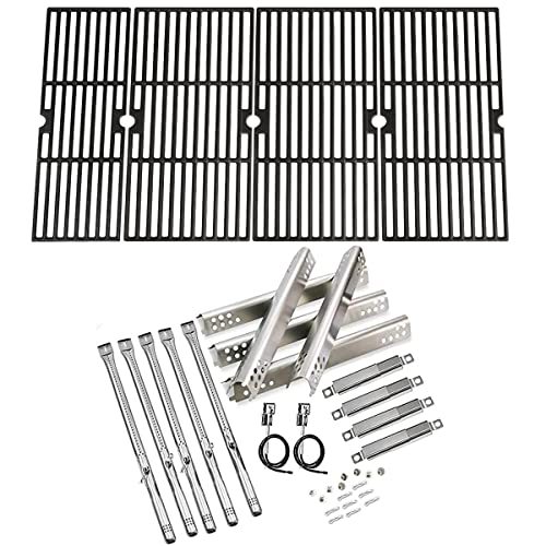 Uniflasy Replacement Parts Kit, Heat Plate Tent Shield, Grill Burner Pipe, Adjustable Crossover Tube and 18 Inch Grill Cooking Grates for Charbroil Performance 6 Burner 463276617,463244819,463238218