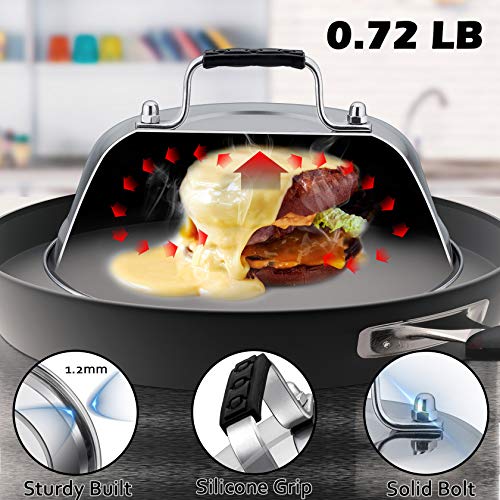 Professional Melting Dome Lid Set of 3, Leonyo 12"- 9" Metal Steam Basting Cover for Griddle Grill Top, Stainless Steel Griddle Accessories for BBQ Flat Top Kitchen Cooking Burger Cheese, Heat Proof