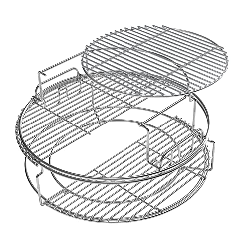 Sunerve Green Egg Expander Kit for Large Big Green Egg, Stainless Steel 5 Pieces Grill Expander Stack Rack Accessories with Removable Cooking Rack System Grill Expander Rack Replacement Parts lg