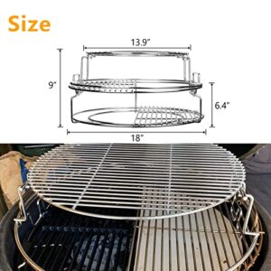 Sunerve Green Egg Expander Kit for Large Big Green Egg, Stainless Steel 5 Pieces Grill Expander Stack Rack Accessories with Removable Cooking Rack System Grill Expander Rack Replacement Parts lg