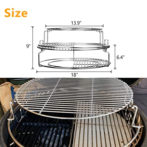 Sunerve Green Egg Expander Kit for Large Big Green Egg, Stainless Steel 5 Pieces Grill Expander Stack Rack Accessories with Removable Cooking Rack System Grill Expander Rack Replacement Parts lg