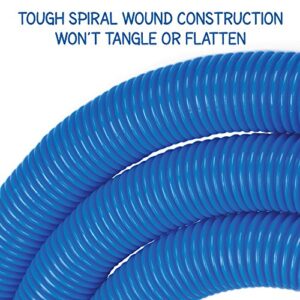 Spiral Wound Swimming Pool Vac Hose - 30 Ft EVA Tube with 1.5-inch Swivel Cuff - Extra Maintenance Supplies & Replacement Cleaning Accessories for Indoor/Outdoor Pools & Spas