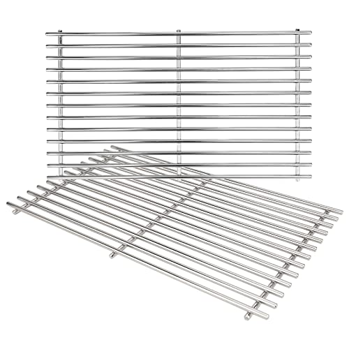 Hisencn 7637 Grill Cooking Grates for Weber Spirit I & II 200 Series, Spirit E210, Spirit S210, Spirit E/S220 with Front Control, 17.5 Inch Weber Spirit 200 Grill Grates, Stainless Steel