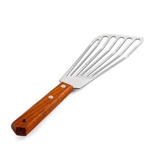 11-inch Stainless Steel Fish Spatula Turner, Slotted Turner with a wooden handle, Kitchen Metal Spatula for Flipping Frying Grilling