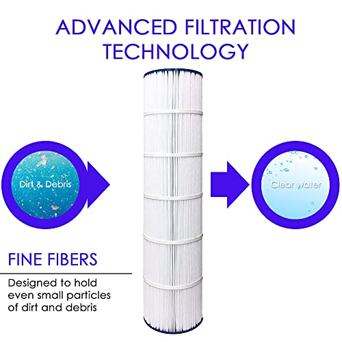 ClurTech FRX-7482-PAK4 4 Pack Jandy CL580 CV580 PJAN145-PAK4 C-7482 FC-0820 R0357900 A0104100 Replacement Pool or Spa Filter Cartridge, White