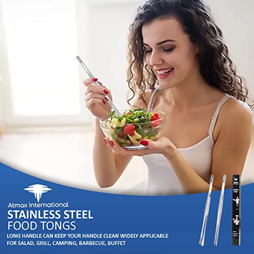 Atmax Kitchen Tweezer Tongs 12 Inches – Stainless Steel Food Cooking Tweezers Set – Anti Rust Long Culinary BBQ Tongs - Multi use Chef Tweezers Chopsticks for Cooking, Grilling, Plating or Barbecue