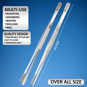 Atmax Kitchen Tweezer Tongs 12 Inches – Stainless Steel Food Cooking Tweezers Set – Anti Rust Long Culinary BBQ Tongs - Multi use Chef Tweezers Chopsticks for Cooking, Grilling, Plating or Barbecue