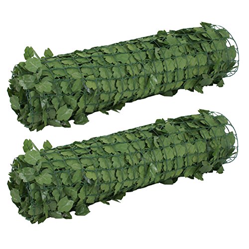 ZENY Artificial Hedge Privacy Fence Screen, 2 Pack 98x59'' Greenery Wall Panels Faux Lvy Leaf Plants Artificial Hedge Fence for Indoor Outdoor,Garden Backyard Decoration