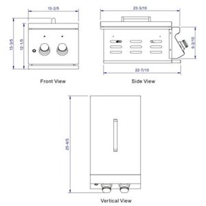 Whistler BBQ Grill Built In Double Side Burner for Outdoor Kitchen Island