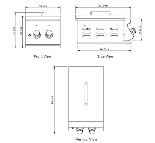 Whistler BBQ Grill Built In Double Side Burner for Outdoor Kitchen Island