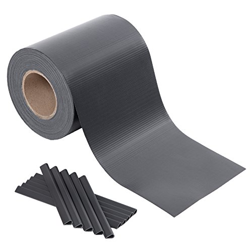 SONGMICS GPJ50GY PVC Privacy Screen Strips 50 m x 19 cm Extra Thick Opaque with 25 x Mounting Clips Anthracite, Charcoal