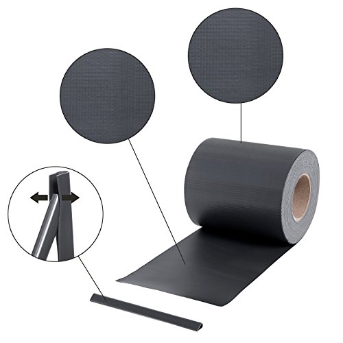 SONGMICS GPJ50GY PVC Privacy Screen Strips 50 m x 19 cm Extra Thick Opaque with 25 x Mounting Clips Anthracite, Charcoal