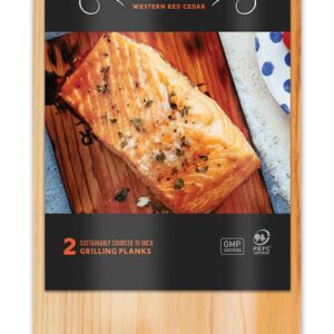 Fire & Flavor FFPD110, Cedar Planked Salmon, Sustainably Sourced & Certified, 2-Pack, 11 inch, 15 inch, Brown