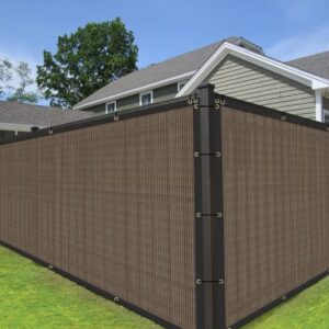 COARBOR 11'x3' Privacy Fence Screen Cover Mesh Blocker with Brass Grommets 180GSM Heavy Duty Fencing for Outdoor Back Yard Patio and Deck Backyard Garden Blocking Neighbor Brown-Customized