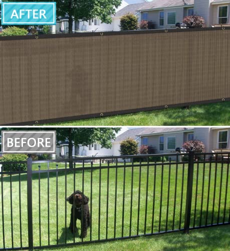 COARBOR 11'x3' Privacy Fence Screen Cover Mesh Blocker with Brass Grommets 180GSM Heavy Duty Fencing for Outdoor Back Yard Patio and Deck Backyard Garden Blocking Neighbor Brown-Customized