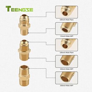 TEENGSE 3/8inch Natural Gas Quick Connect Fittings, Propane Gas Grill Quick Connector Adapter kit, LP Gas Propane Hose Quick Disconnect Set, Brass Tube Fitting for Gas Grill, Patio Heater