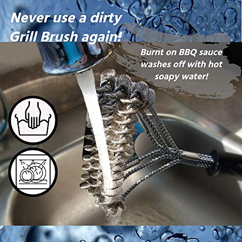 Grizzly Grilling Grill Brush and Scraper - Bristle Free Stainless Steel BBQ Cleaning Tool - No Wire Scrubber Best for Gas/Charcoal/Porcelain Grill Grates - Safe Barbeque Accessories