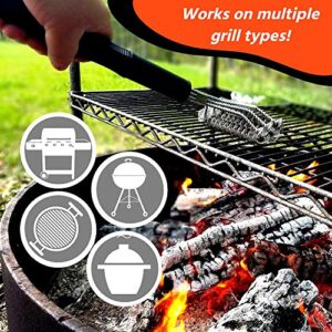 Grizzly Grilling Grill Brush and Scraper - Bristle Free Stainless Steel BBQ Cleaning Tool - No Wire Scrubber Best for Gas/Charcoal/Porcelain Grill Grates - Safe Barbeque Accessories