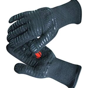 GRILL HEAT AID BBQ Gloves Heat Resistant 1,472℉ Extreme. Dexterity in Kitchen to Handle Cooking Hot Food in Oven, Cast Iron, Pizza, Baking, Barbecue, Smoker & Camping. Fireproof Use for Men & Women