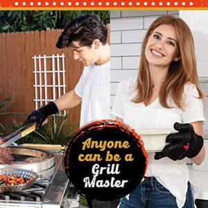 GRILL HEAT AID BBQ Gloves Heat Resistant 1,472℉ Extreme. Dexterity in Kitchen to Handle Cooking Hot Food in Oven, Cast Iron, Pizza, Baking, Barbecue, Smoker & Camping. Fireproof Use for Men & Women