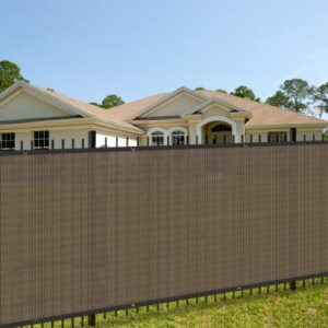 COARBOR 9'x123' Privacy Fence Screen Cover Mesh Blocker with Brass Grommets 180GSM Heavy Duty Fencing for Outdoor Back Yard Patio and Deck Backyard Garden Blocking Neighbor Brown-Customized