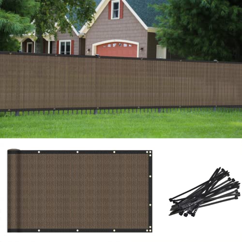 COARBOR 9'x123' Privacy Fence Screen Cover Mesh Blocker with Brass Grommets 180GSM Heavy Duty Fencing for Outdoor Back Yard Patio and Deck Backyard Garden Blocking Neighbor Brown-Customized