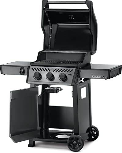 Napoleon Freestyle 365 Propane Gas BBQ Grill - F365DPGT - Barbecue Gas Cart, With 3 Burners, Folding Side Shelves, Instant Failsafe Ignition, Porcelain Coated Cast Iron Cooking Grids