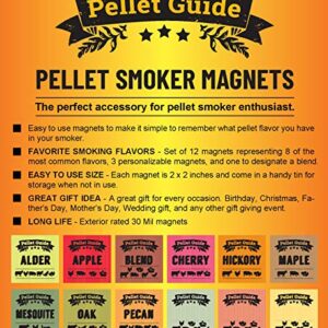 Pellet Magnets, Set of 12, to Help You Remember The Flavor of Pellet You Used Last in Your Smoker.