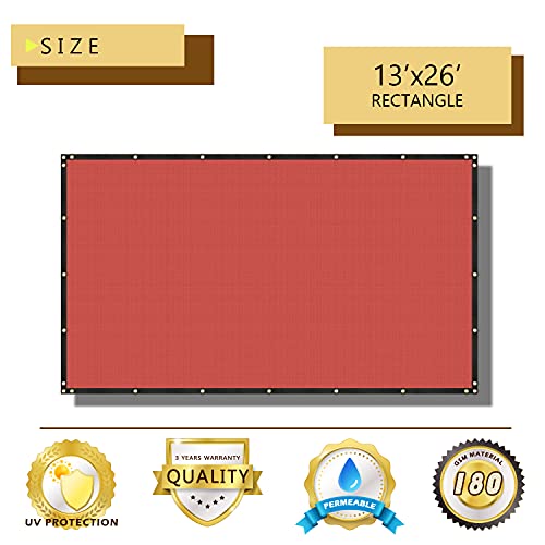 COARBOR 13'X26' Privacy Fence Screen Cover Mesh Blocker with Brass Grommets 180GSM Heavy Duty Fencing for Outdoor Back Yard Patio and Deck Backyard Garden Blocking Neighbor Red-Customized