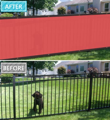 COARBOR 13'X26' Privacy Fence Screen Cover Mesh Blocker with Brass Grommets 180GSM Heavy Duty Fencing for Outdoor Back Yard Patio and Deck Backyard Garden Blocking Neighbor Red-Customized